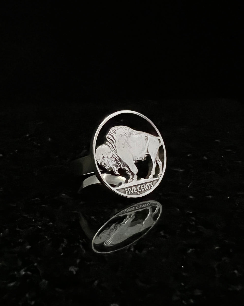 U.S. - Buffalo Nickel Cut Coin Ring with Sterling Band – R&R Legacy Studio