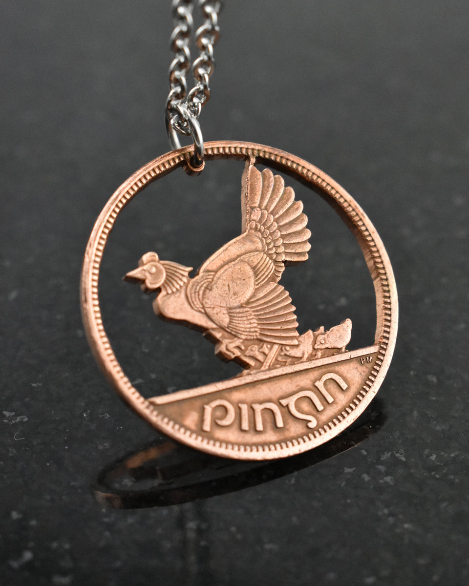 Ireland - Hen with Chicks Cut Coin Pendant – R&R Legacy Studio